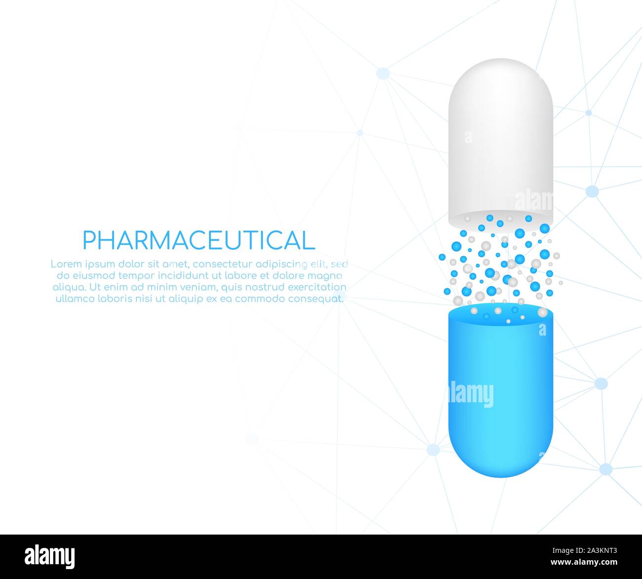 Capsule pill. Small balls pouring from an open medical capsule. Vector ...