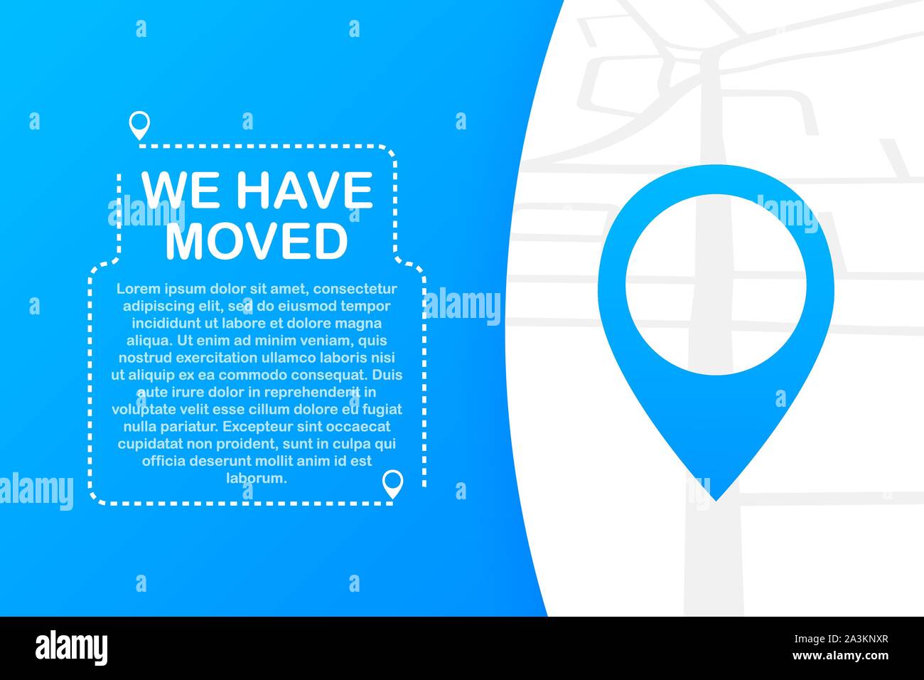 We have moved. Moving office sign. Clipart image isolated on blue ...