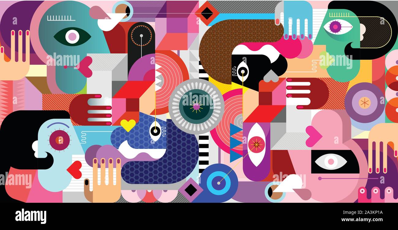 Abstract geometric style Group of People vector illustration Stock ...