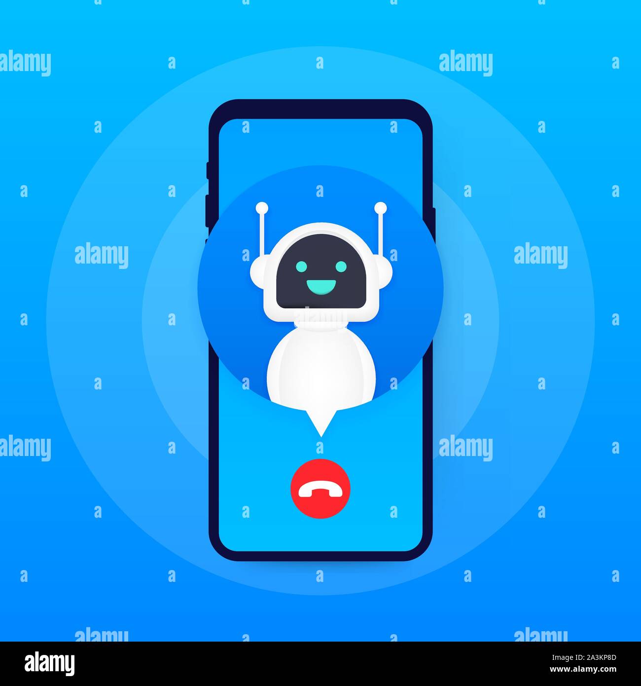 Bot calling to user. Smiling customer service robot. Vector stock ...