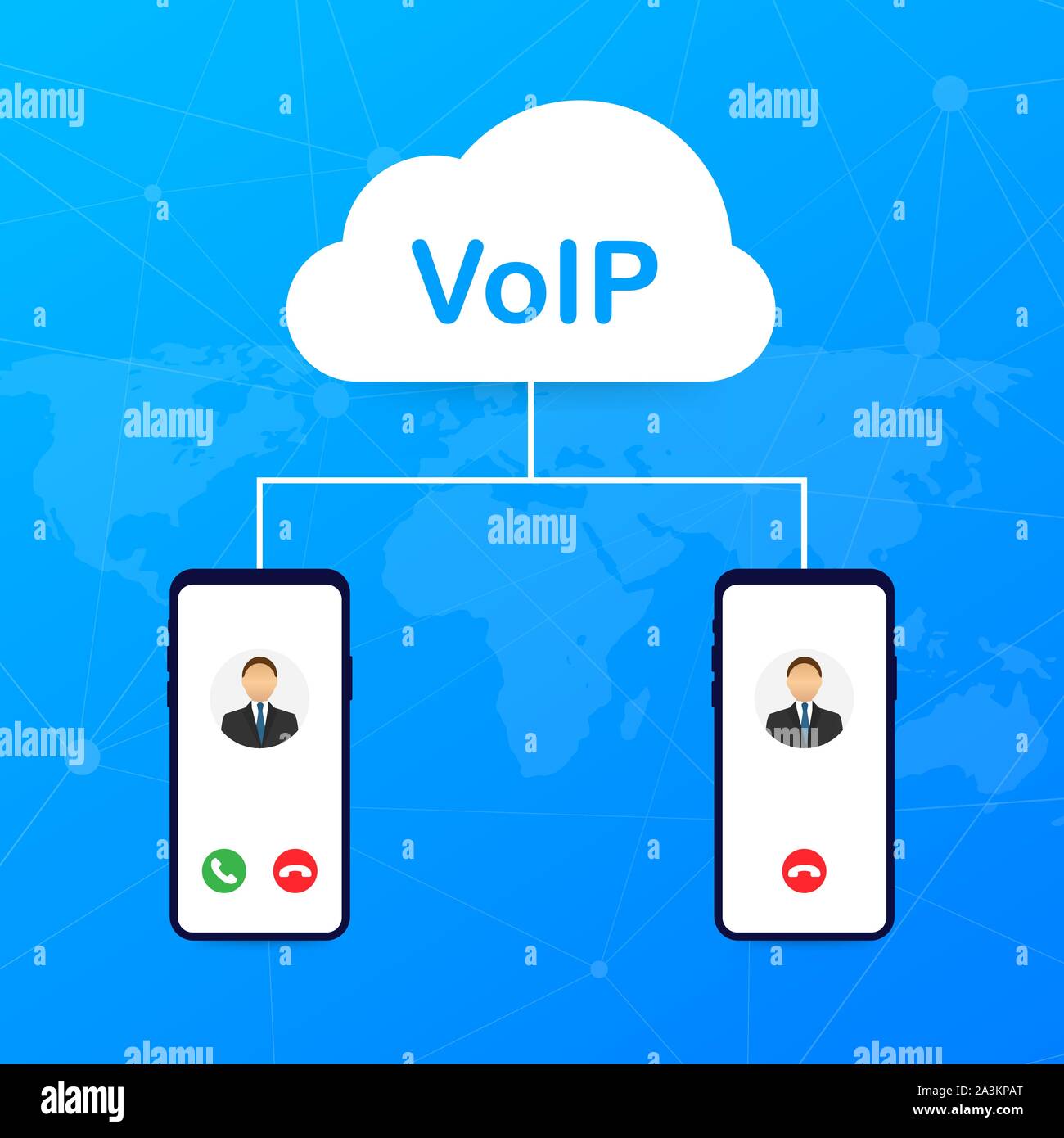VoIP technology, voice over IP. Internet calling banner. Vector stock ...