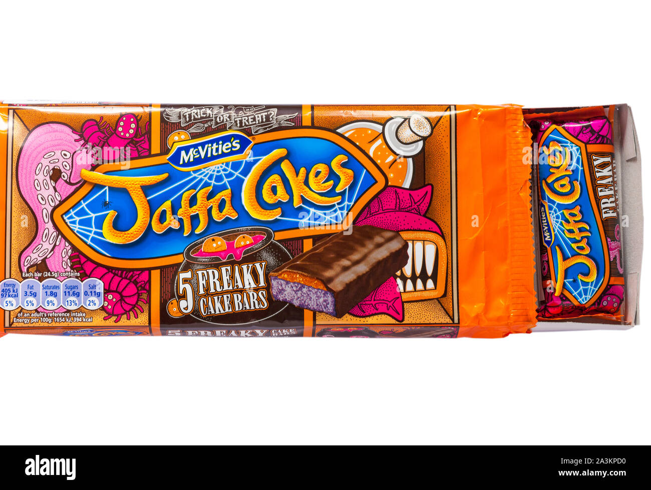 Pack of McVities Jaffa Cakes freaky cake bars ready for Halloween set ...