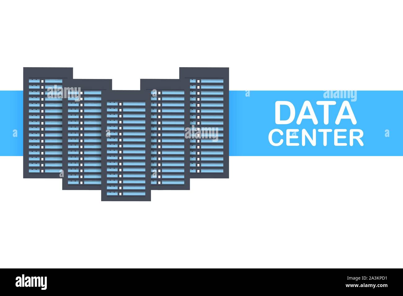 Data center. Mainframe service concept banner, server rack. Server room ...