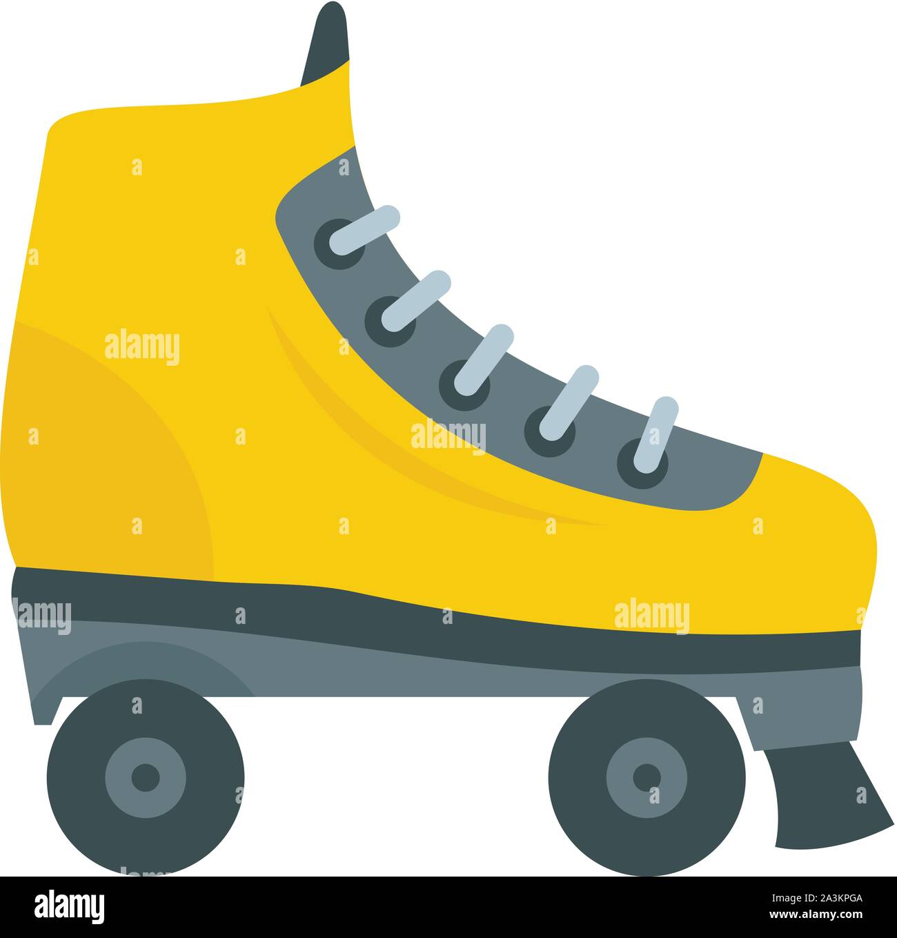 Yellow roller skates icon. Flat illustration of yellow roller skates ...