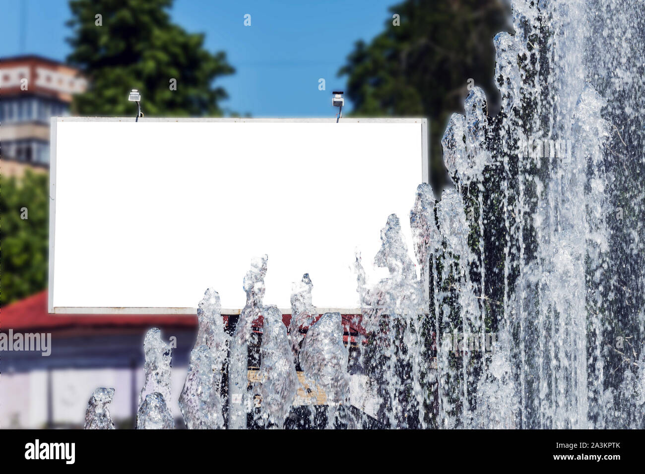 Blank advertisement board on the street of the city. Mockup for design ...