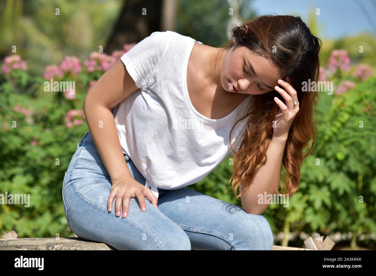 Sad Young Female Woman Stock Photo - Alamy