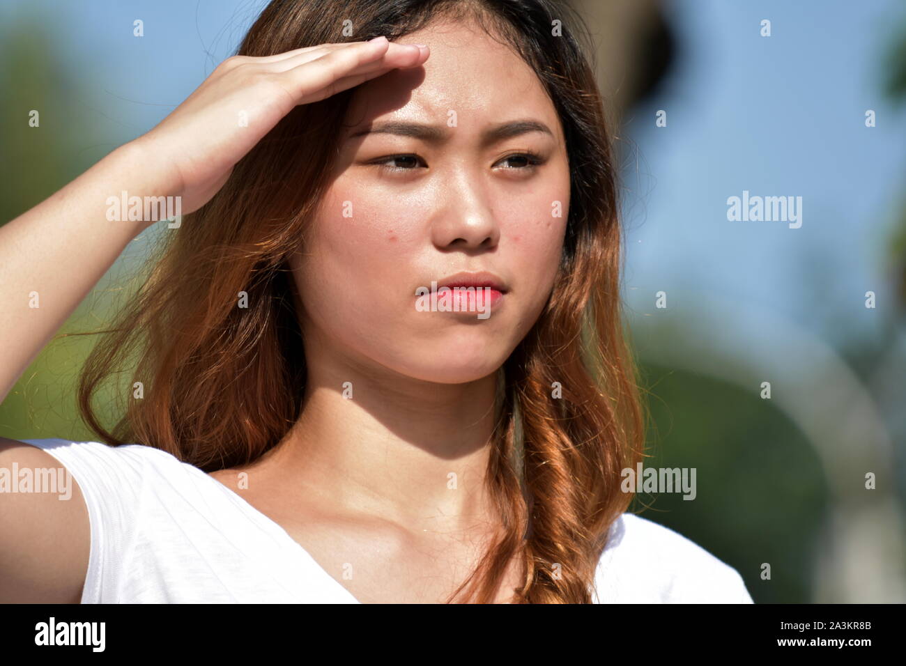 Beautiful Woman Saluting Stock Photo - Alamy Beautiful Woman Saluting Stock Photo - Alamy