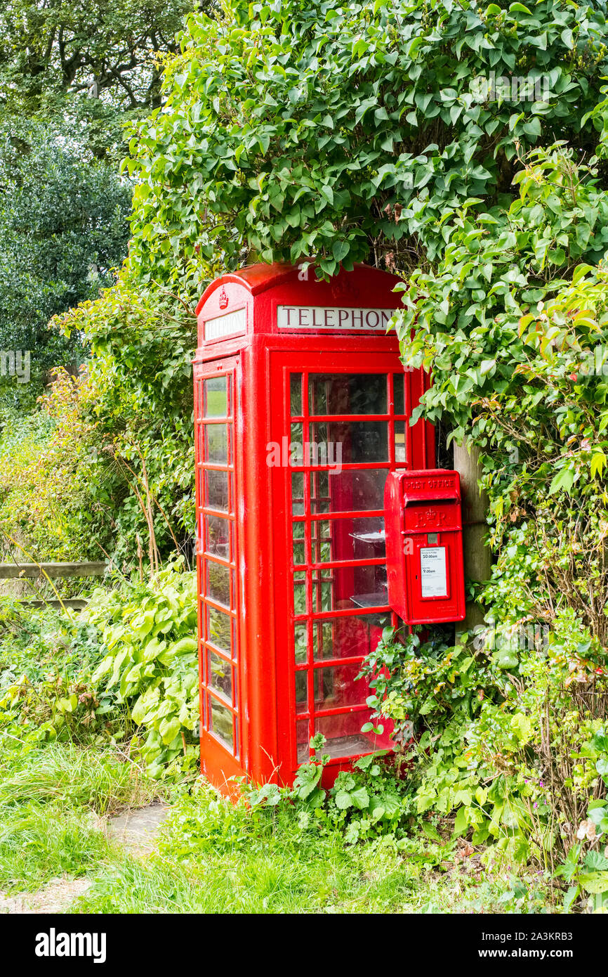 Rural telephone box and post box in the Peak District National Park,UK ...