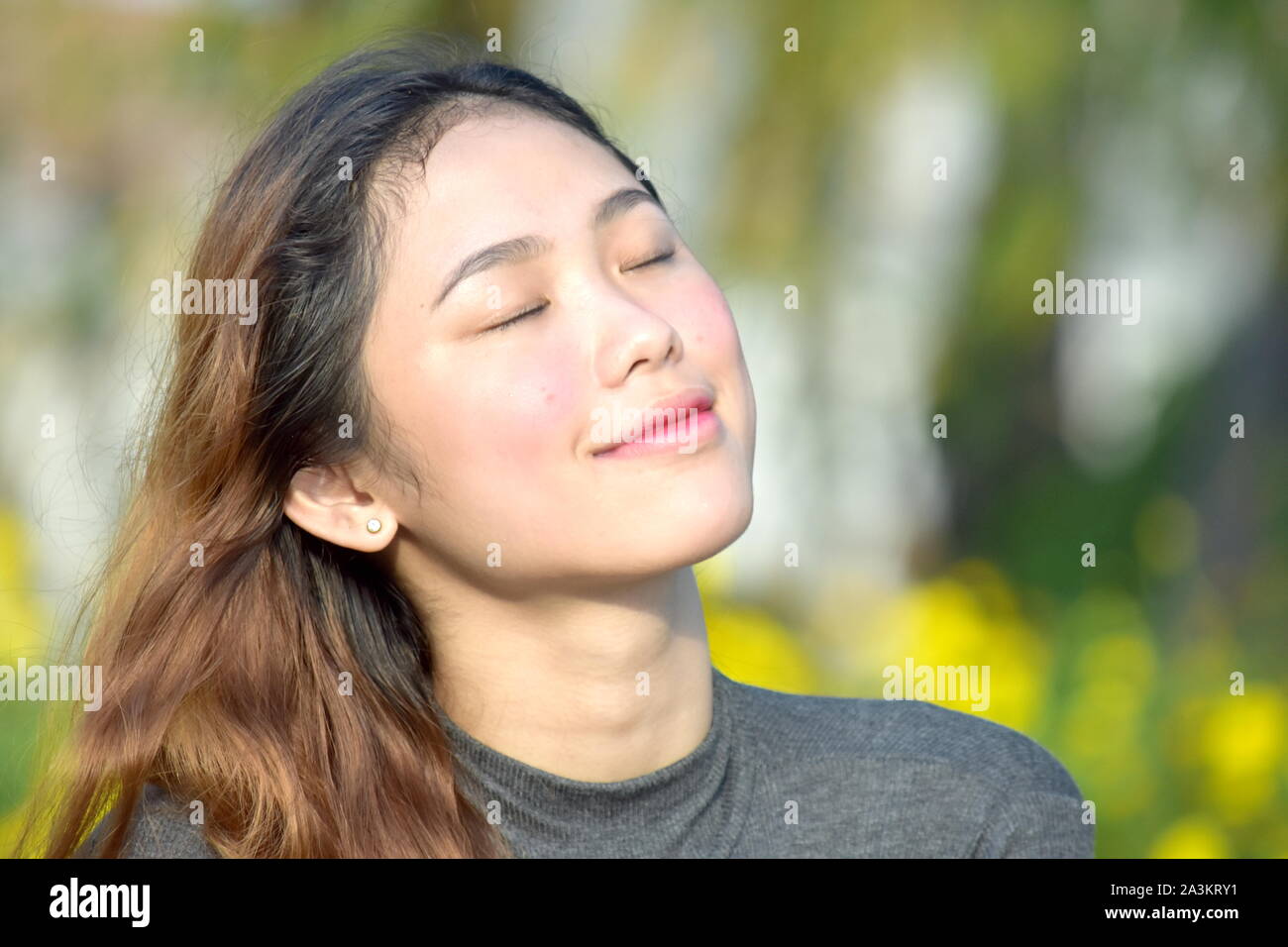 Hopeful Attractive Female Woman Stock Photo - Alamy
