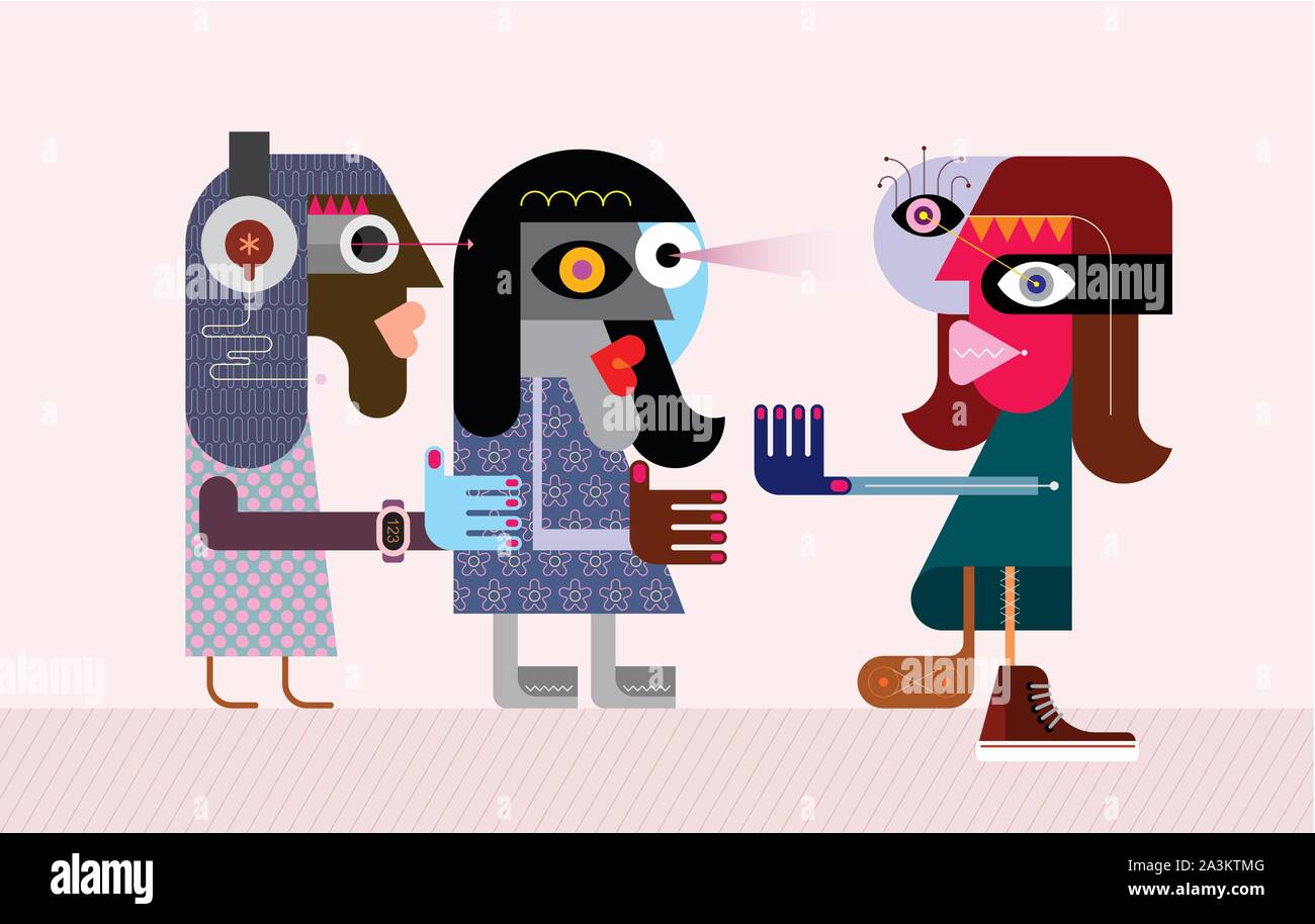 Meeting friends art painting Stock Vector Images - Alamy