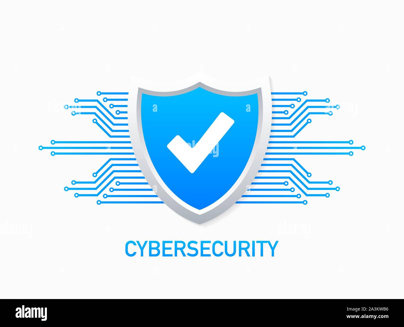Cyber security vector logo with shield and check mark. Security shield concept. Internet ...