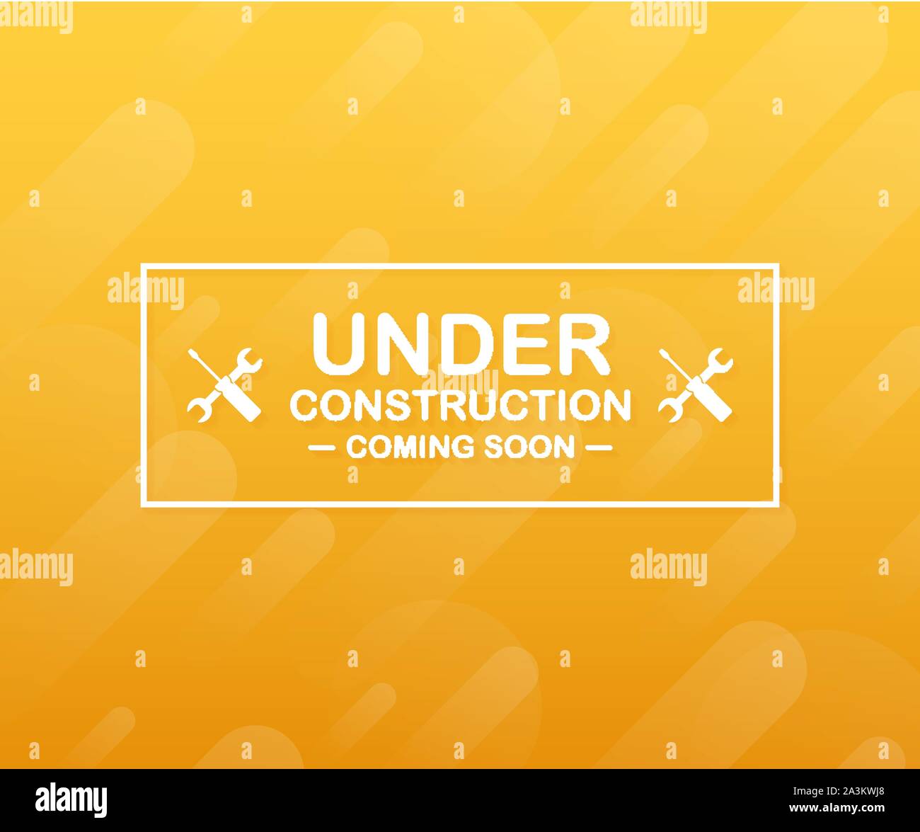 Under construction website page with black and yellow striped borders ...