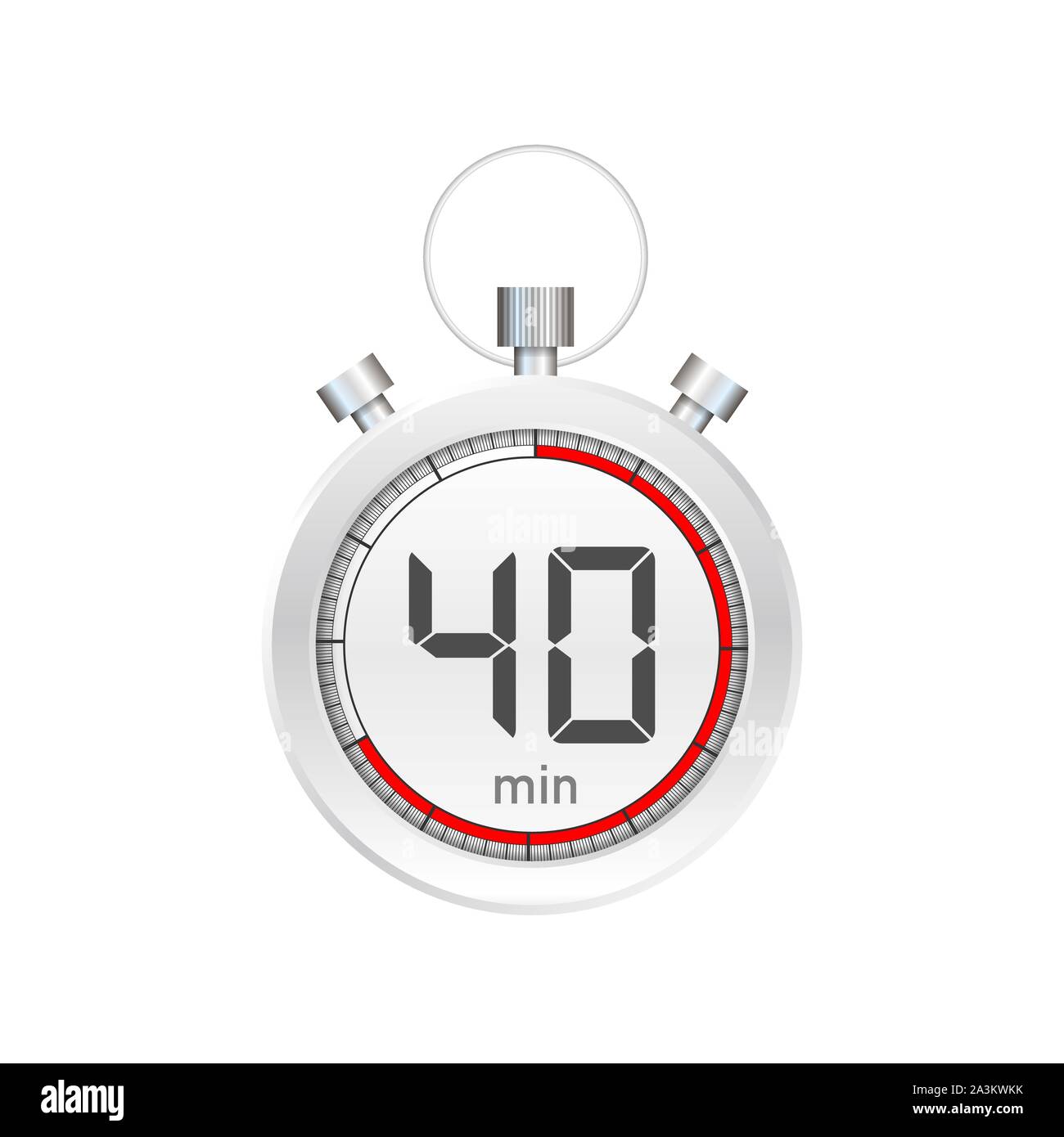 The 40 minutes, stopwatch vector icon. Stopwatch icon in flat style ...