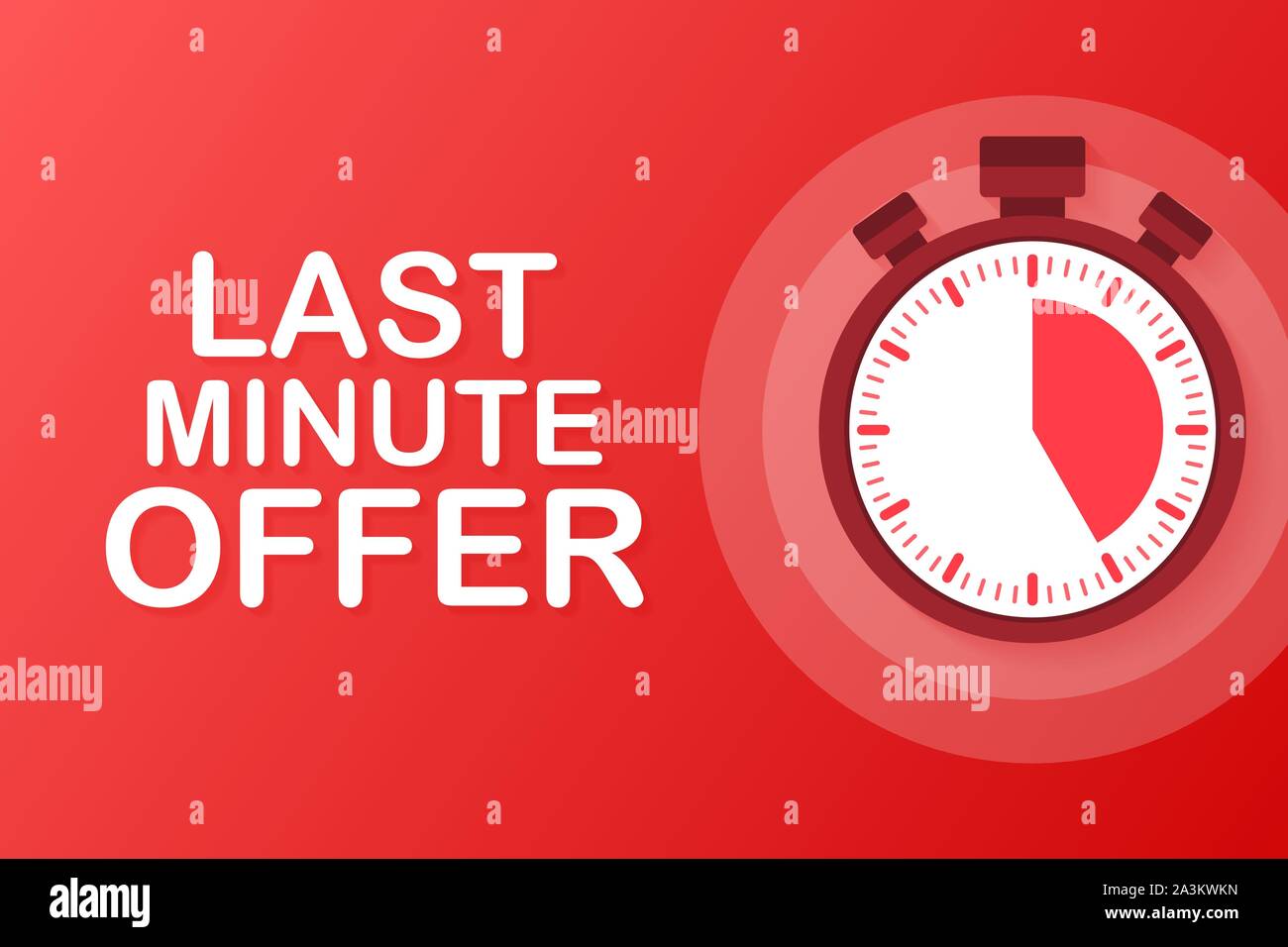 Red last minute offer button sign, alarm clock countdown logo. Vector ...