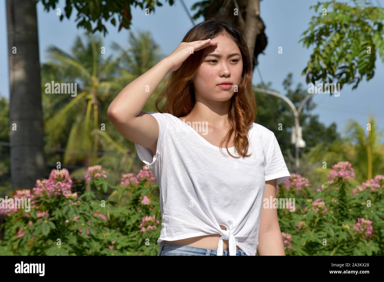 An Adult Female Saluting Stock Photo - Alamy