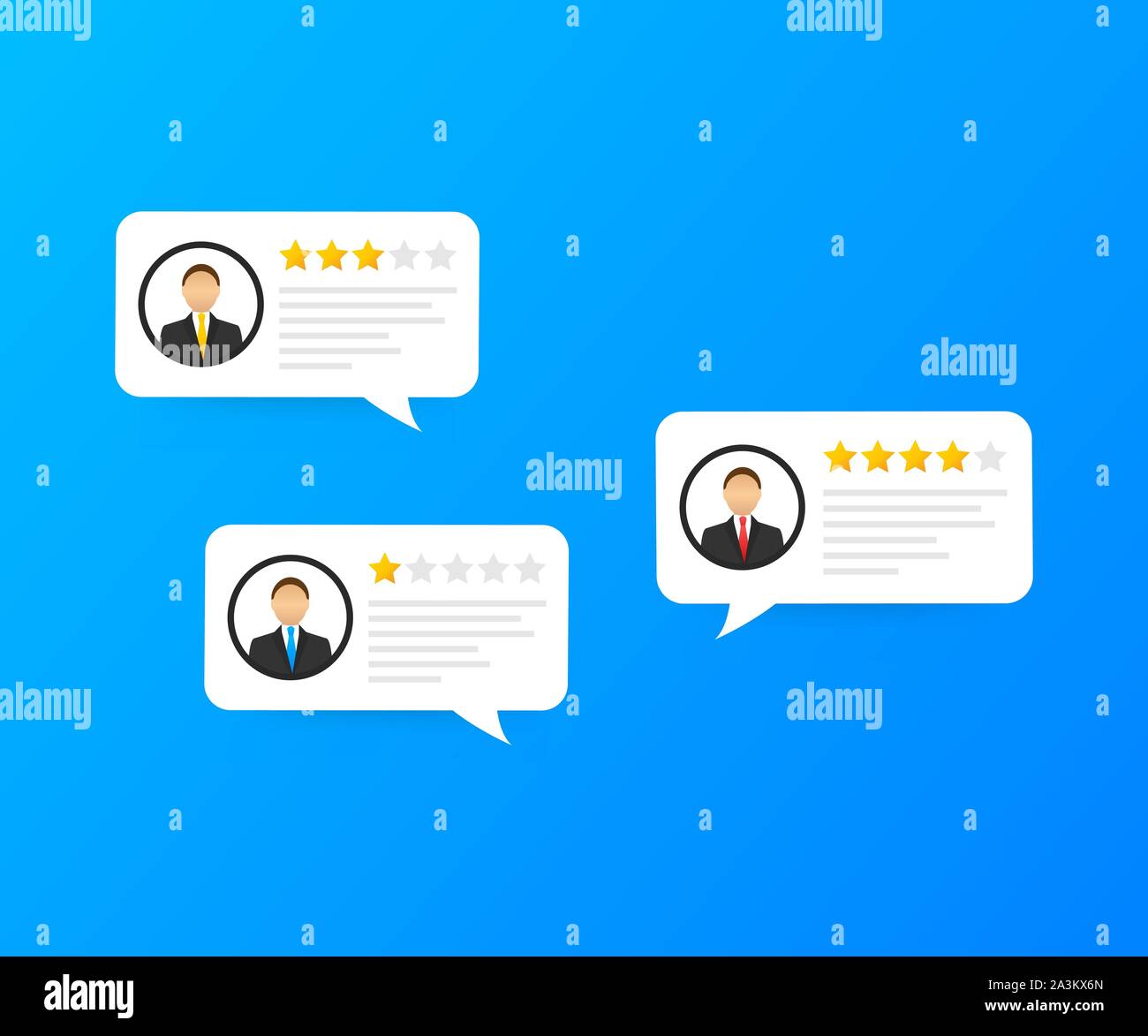 Review rating bubble speeches, reviews stars with good and bad rate and ...