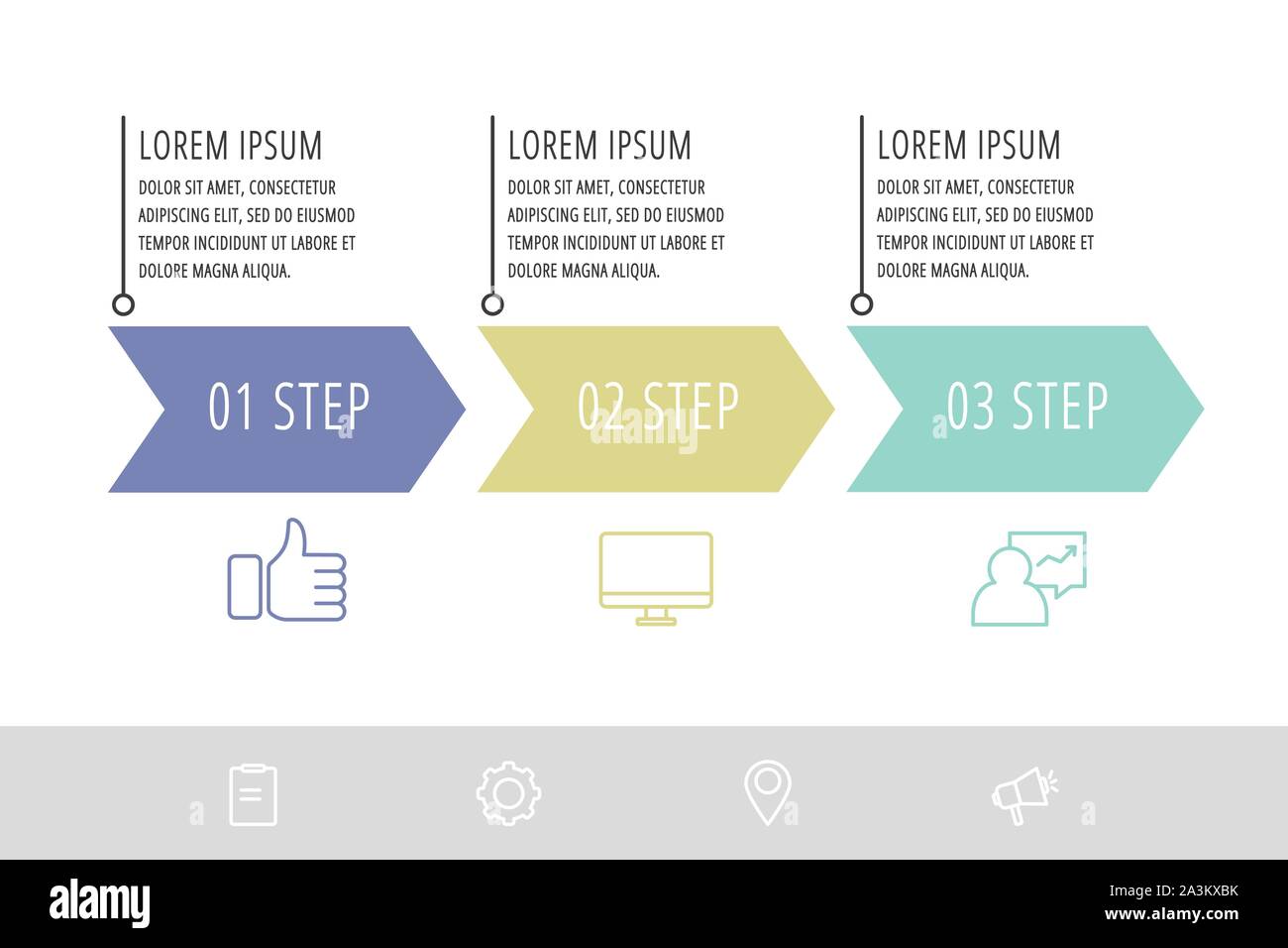 Vector infographic flat template arrows for three diagrams, graph, presentation. Business ...