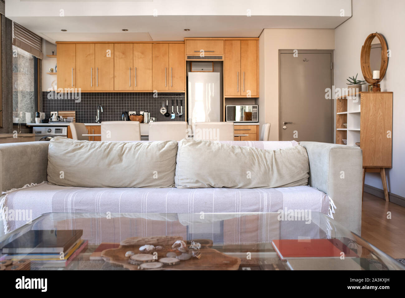 Interior of the lounge of a small modern apartment Stock Photo - Alamy