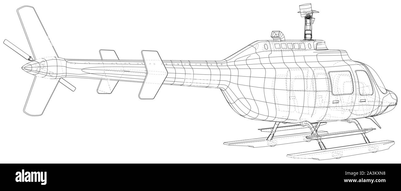 Blueprint of helicopter. Vector wireframe concept. Blue purple. Created ...