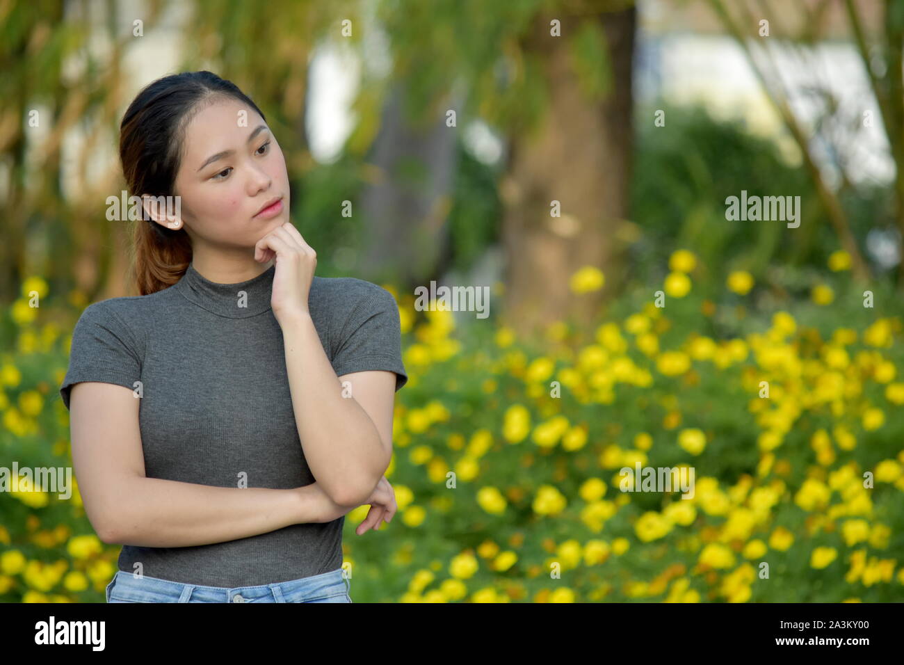 Youthful Diverse Female Thinking Stock Photo - Alamy