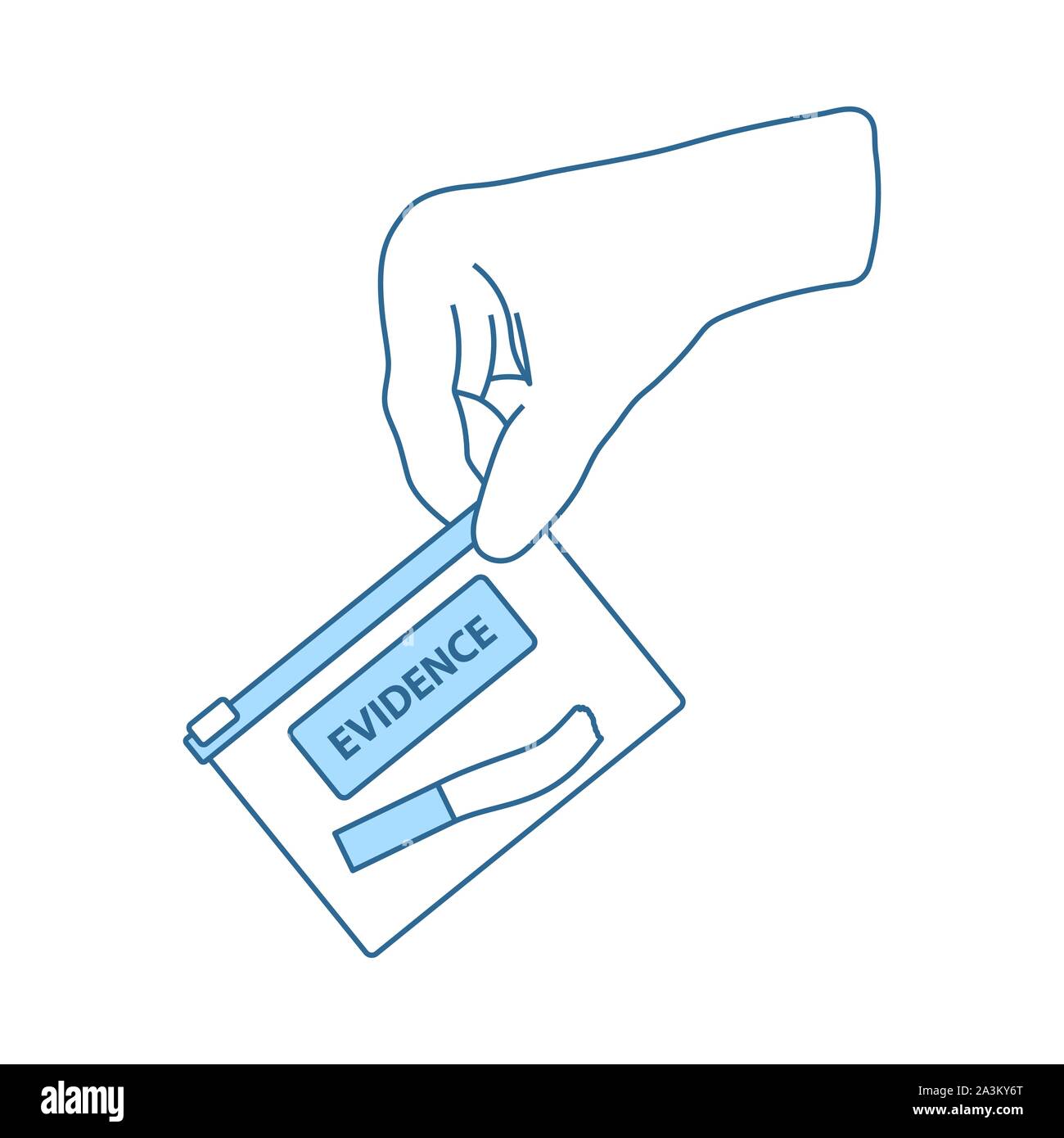Hand Holding Evidence Pocket Icon. Thin Line With Blue Fill Design ...