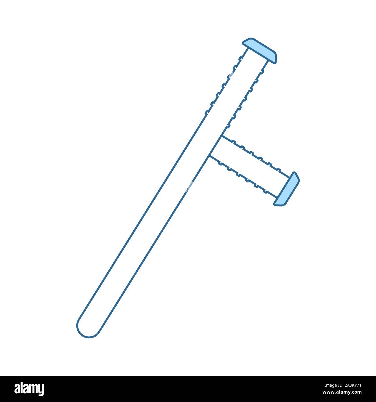 Police Baton Icon. Thin Line With Blue Fill Design. Vector Illustration ...