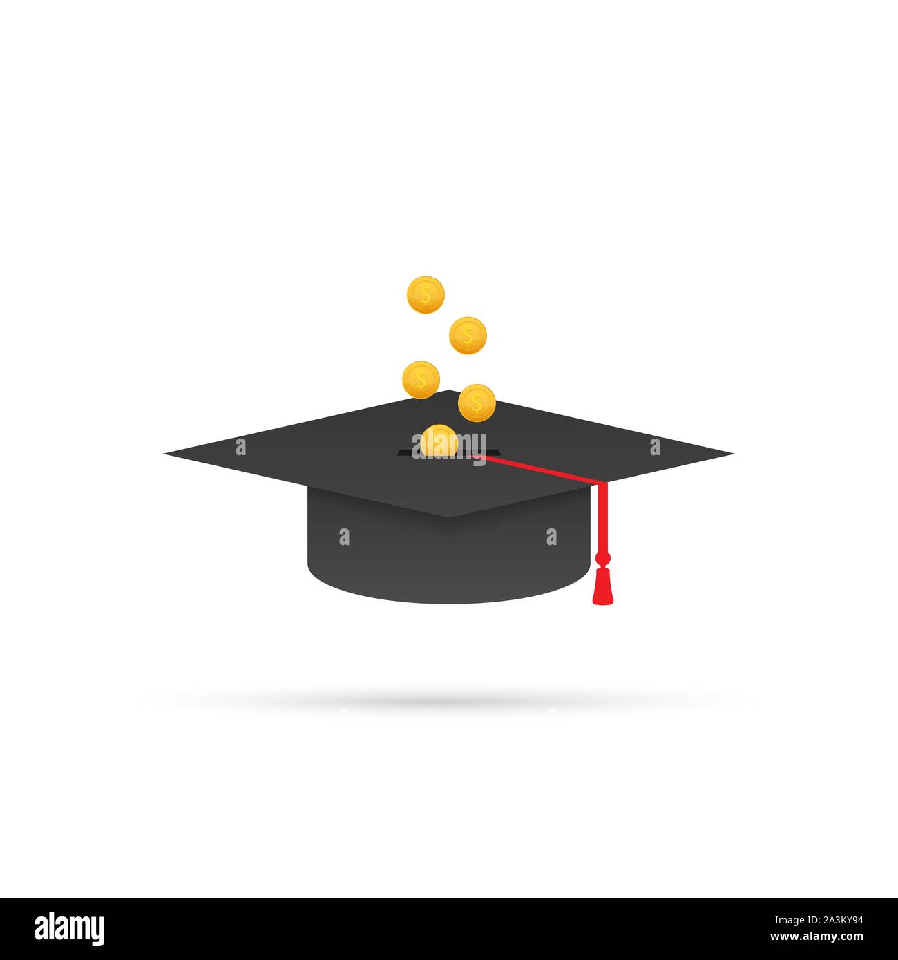 Investment in education. Scholarship. Books. Graduate's cap on stack ...