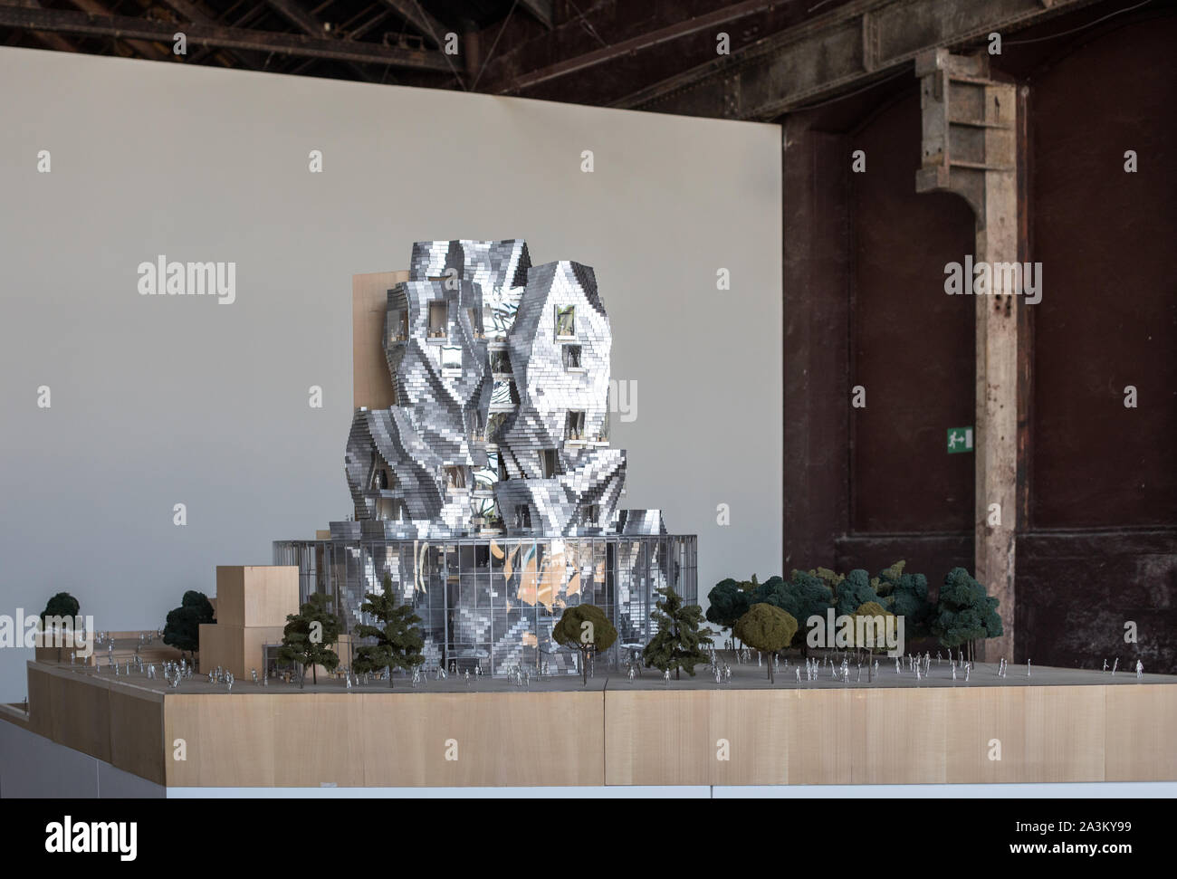 Arles, France - June 27, 2017: Model of final design of Luma Arles with ...
