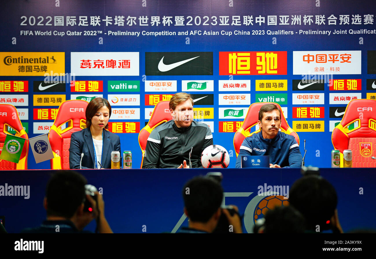Guangzhou, China's Guangdong Province. 9th Oct, 2019. Guam's head coach ...