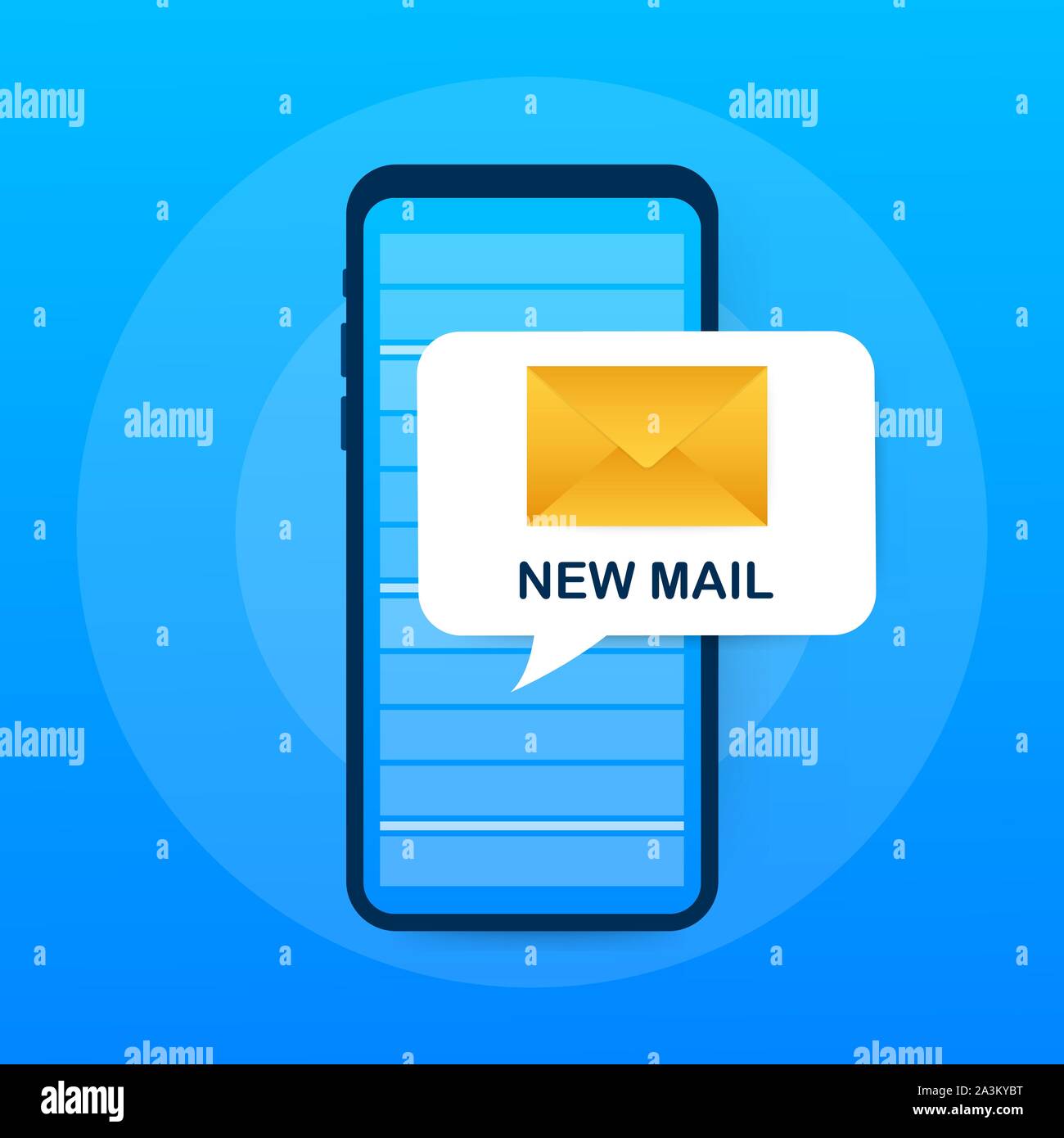 Email notification concept. New email on the smart phone screen. Vector ...