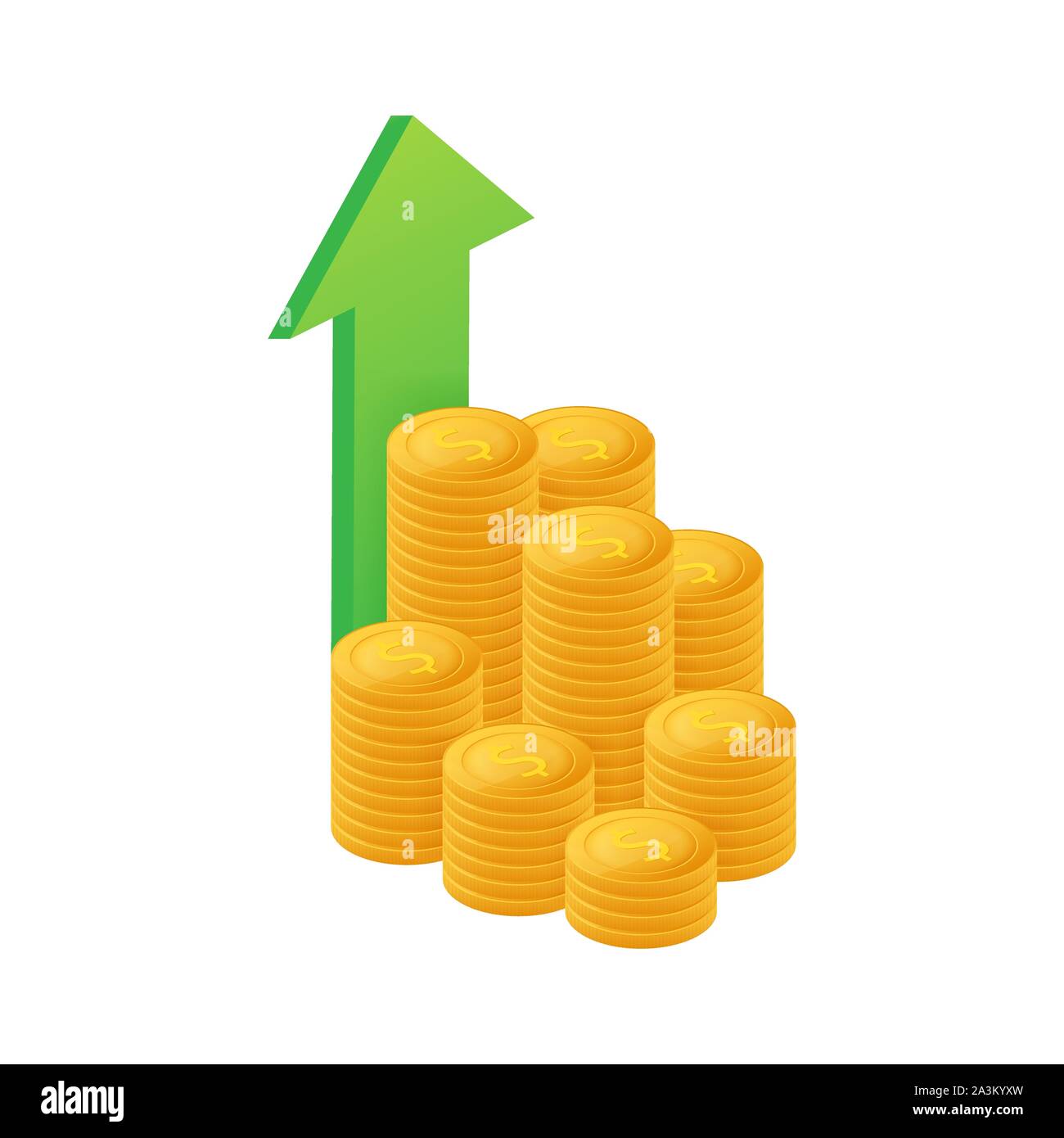 Profit money or budget. Cash and rising graph arrow up, concept of ...