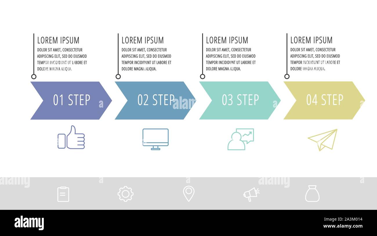 Vector infographic flat template arrows for four diagrams, graph ...