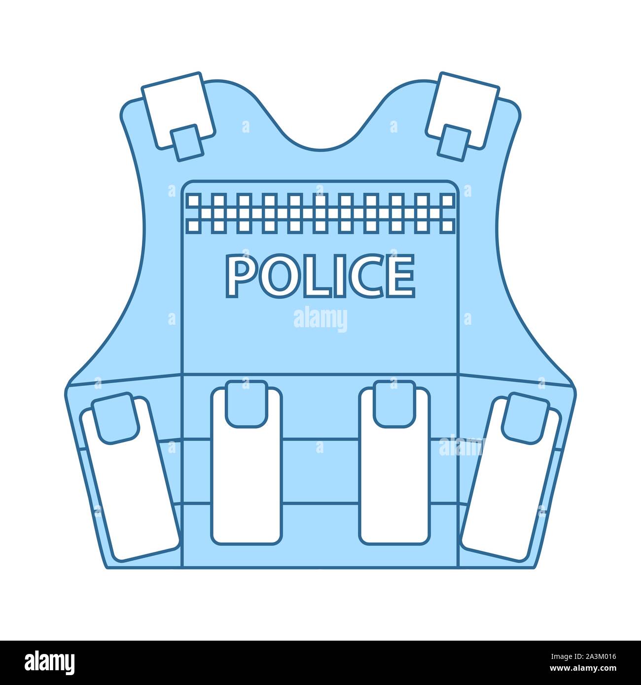 Police Vest Icon. Thin Line With Blue Fill Design. Vector Illustration ...