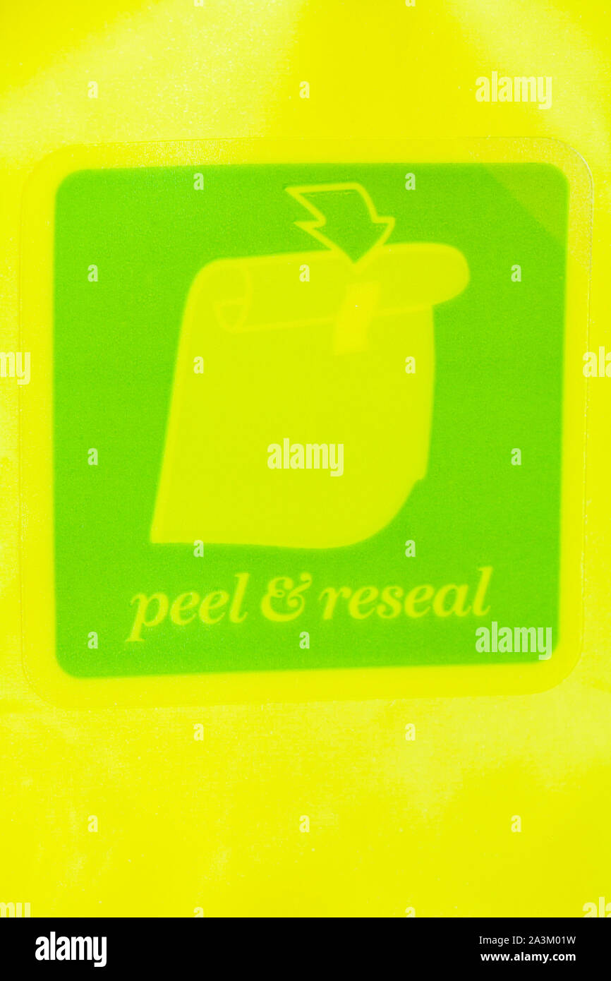 peel & reseal Reclosable sticker on packet of M&S milk chocolate sea ...