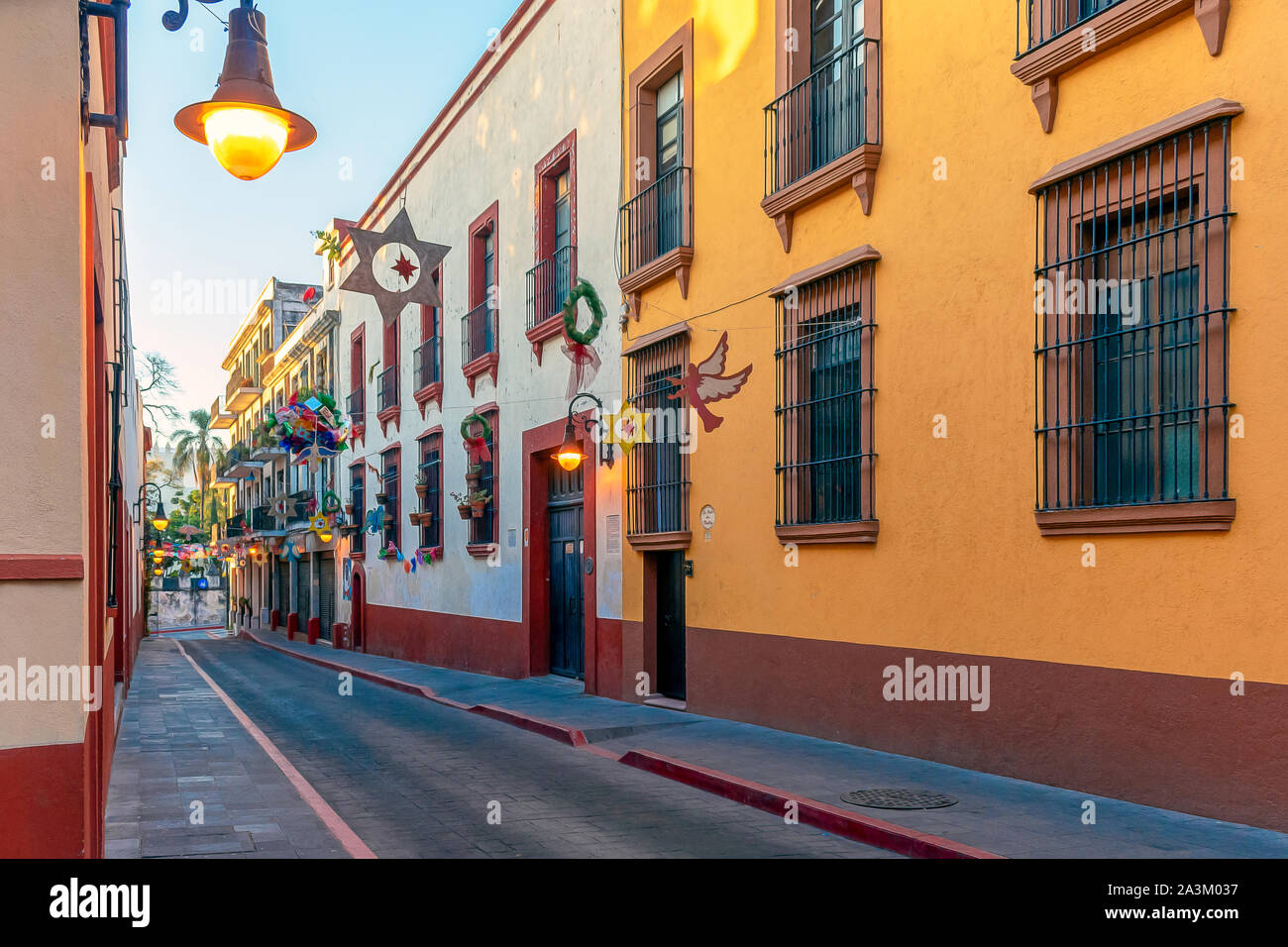 beautiful colonial street mexico colorful traditional exterior town ...