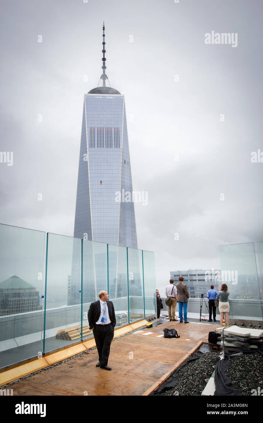 The World Trade Center 1 a.k.a. Freedom Tower almost finished, thirteen ...