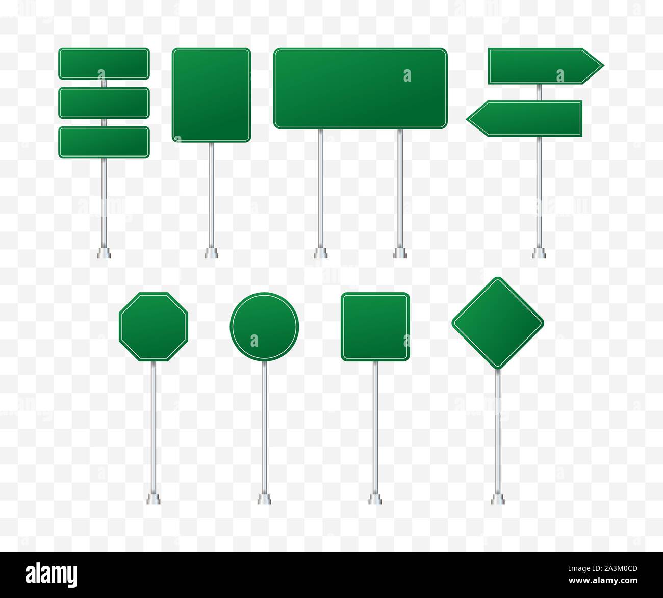 Set of road signs isolated on transparent background. Vector ...