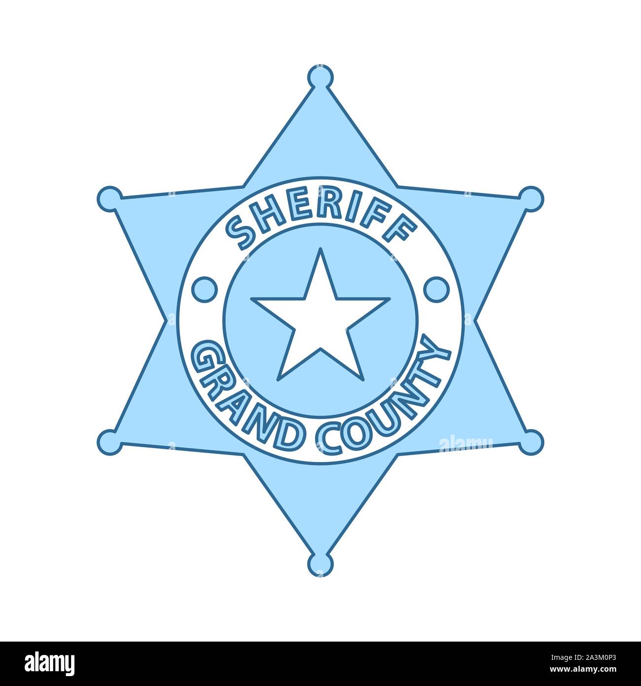 Sheriff Badge Icon. Thin Line With Blue Fill Design. Vector ...