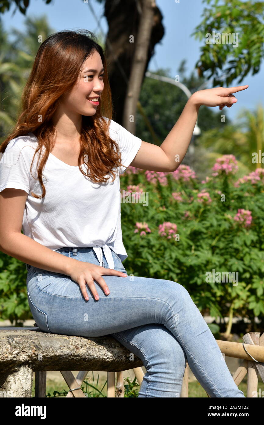 Minority Female Pointing Stock Photo - Alamy