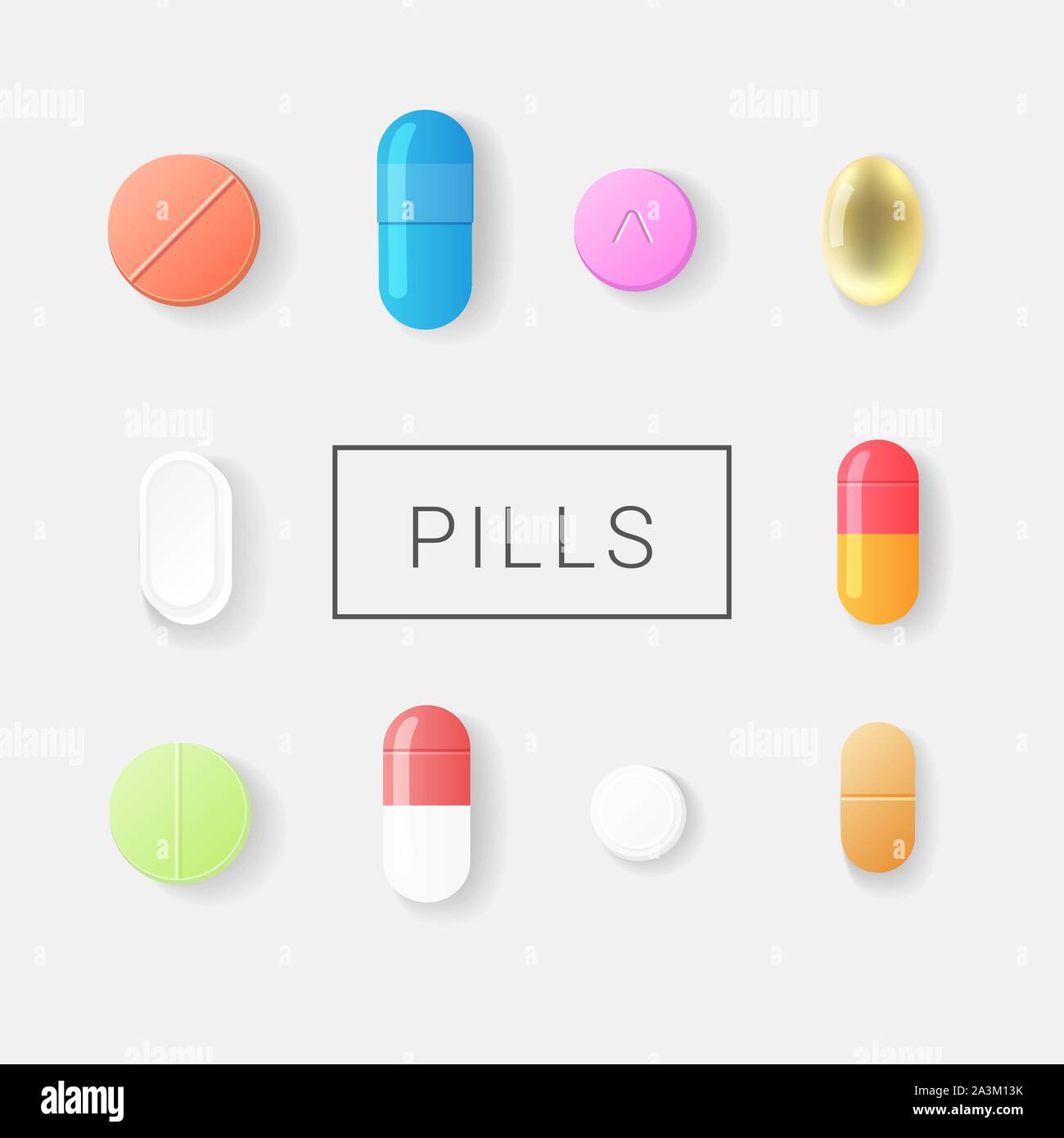 Pharmasy colorful pills, blisters with tablets and capsules set ...