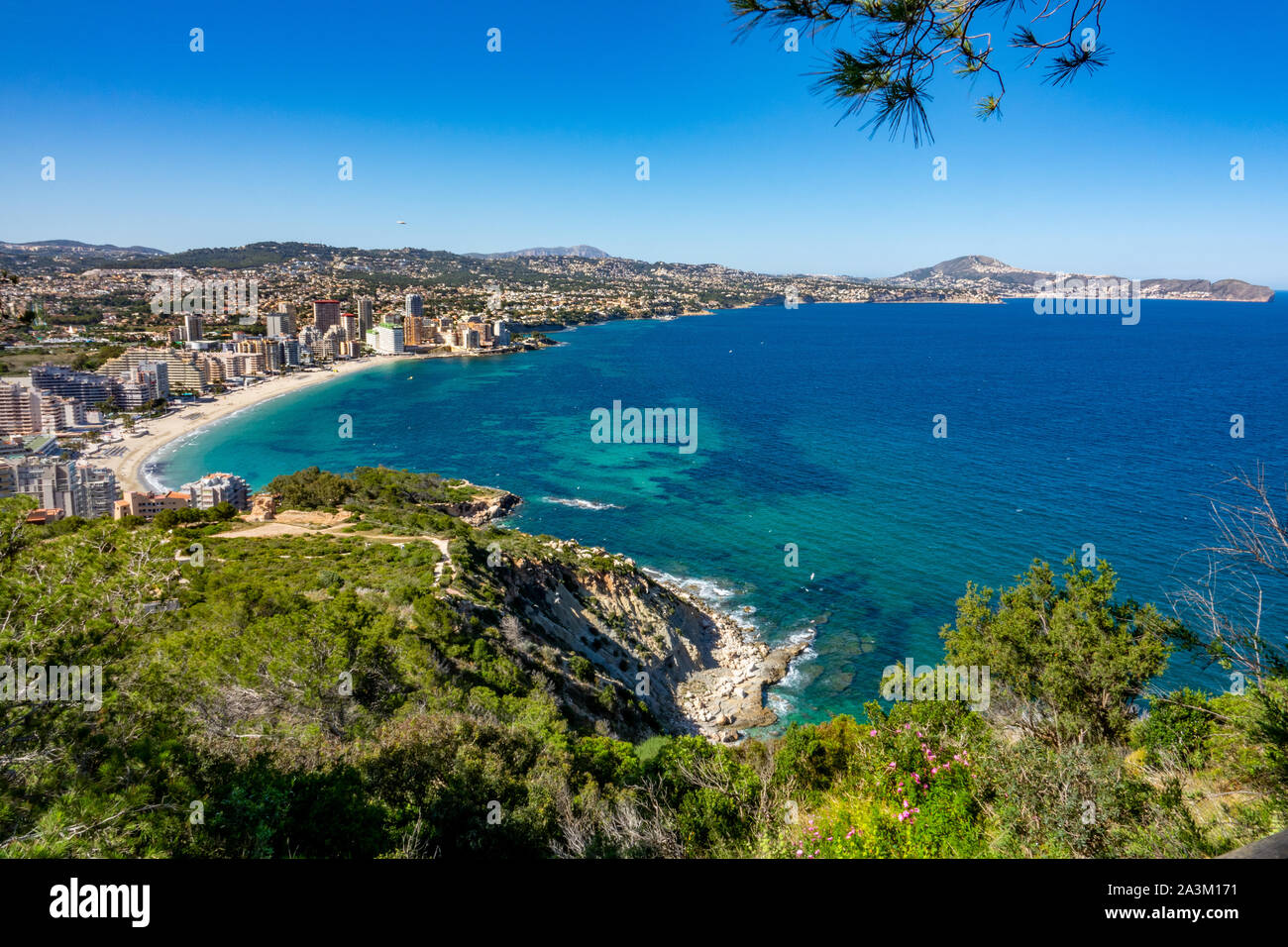Natural background view of the mediterranean coast in calpe spain hi ...
