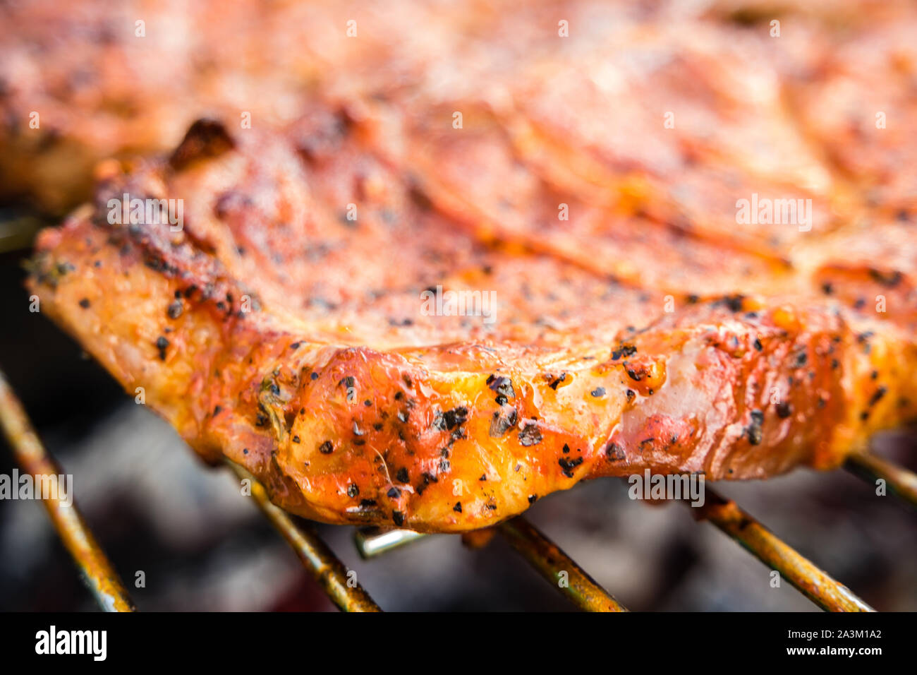 Grilled steaks flame steak rosemary hi-res stock photography and images ...