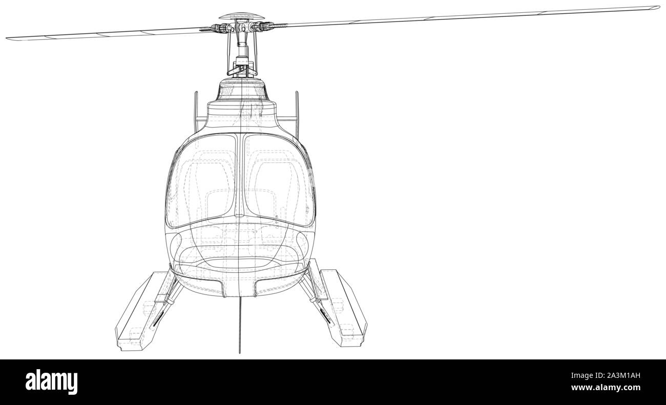Blueprint of helicopter. Vector wireframe concept. Blue purple. Created ...