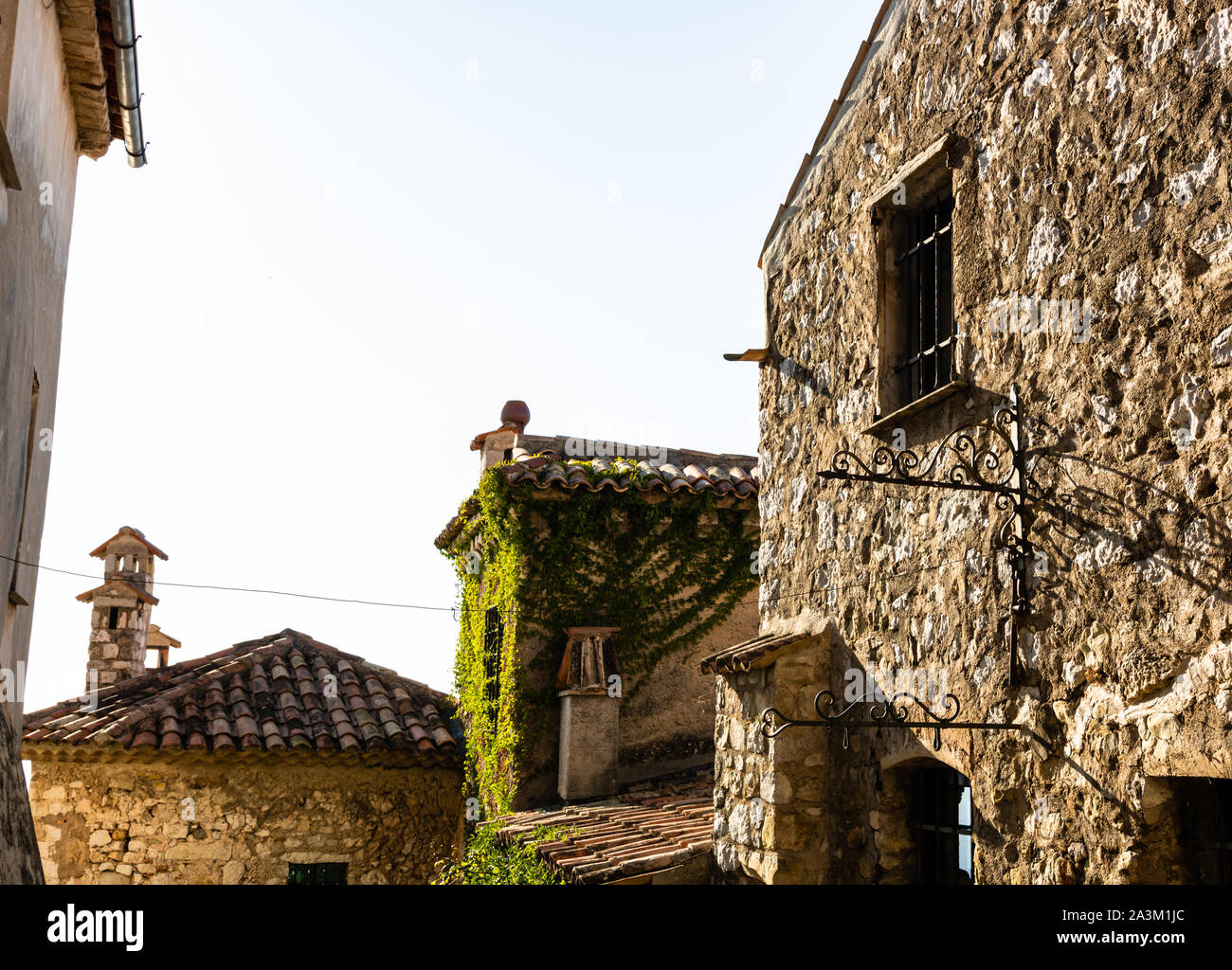 Old buildings in the picturesque medieval village of Eze, France Stock ...