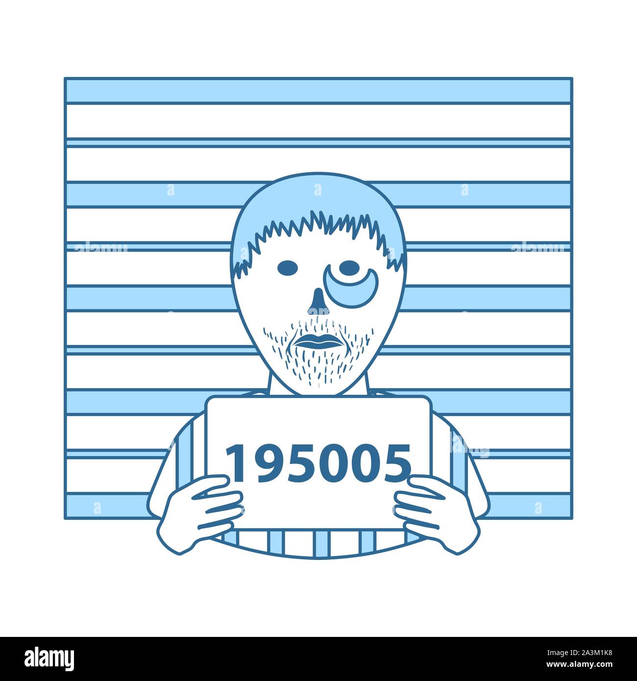 Prisoner In Front Of Wall With Scale Icon. Thin Line With Blue Fill ...
