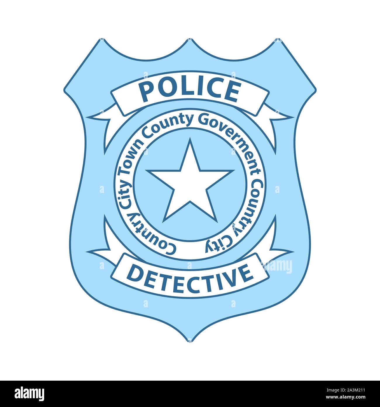 Police Badge Icon. Thin Line With Blue Fill Design. Vector Illustration ...