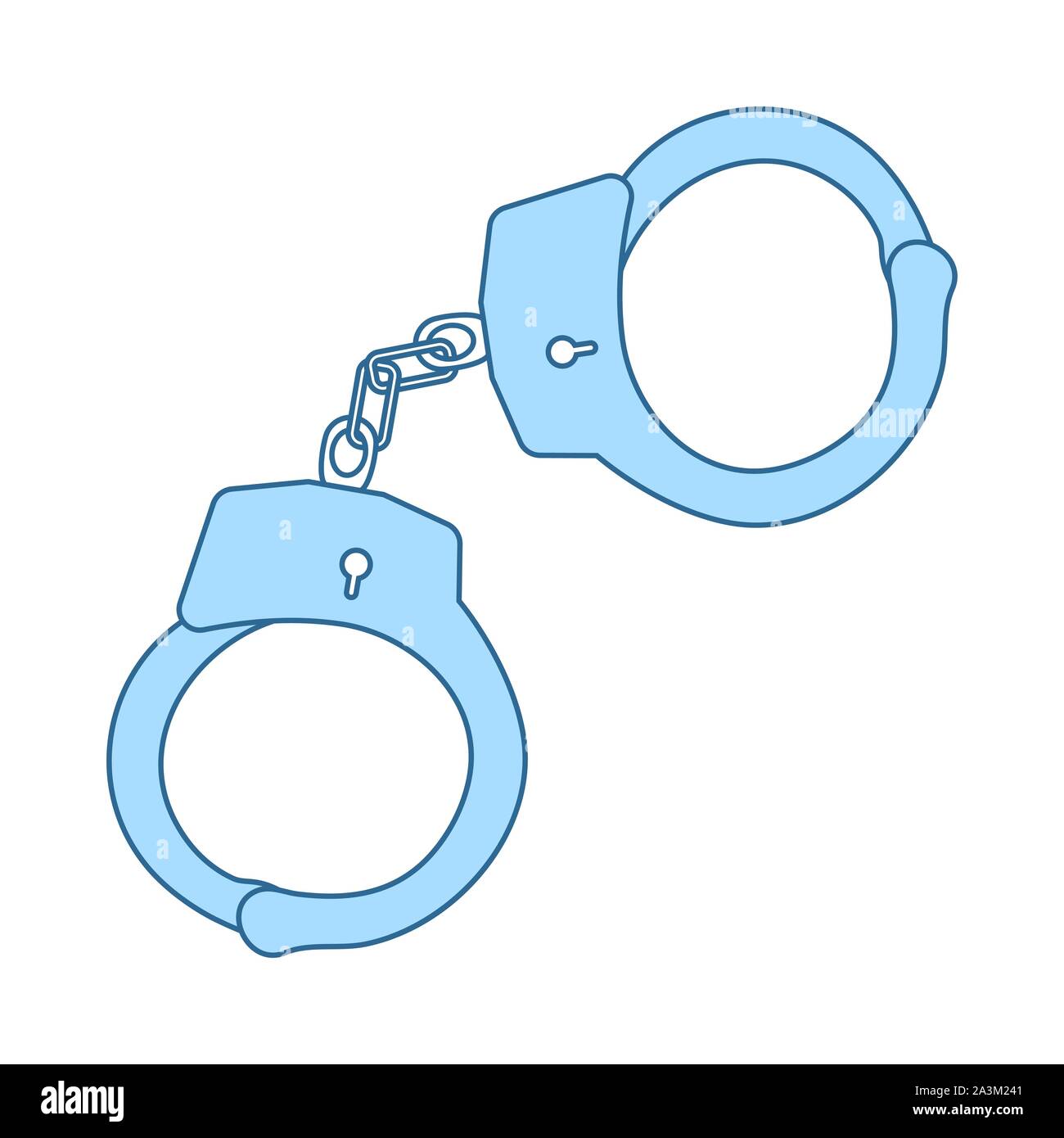 Police Handcuff Icon. Thin Line With Blue Fill Design. Vector ...