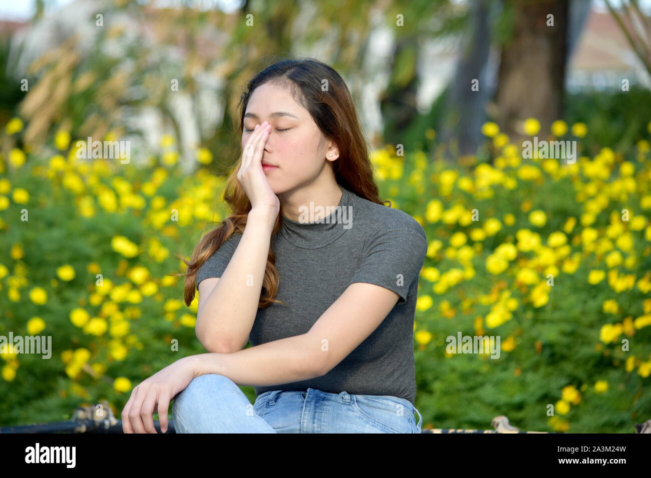 An Allergic Female Woman Stock Photo - Alamy