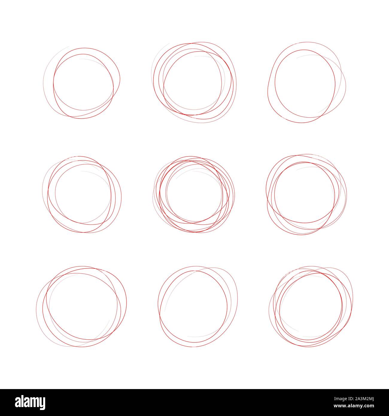 Set hand drawn ovals, felt-tip pen circles. Rough vector frame elements ...