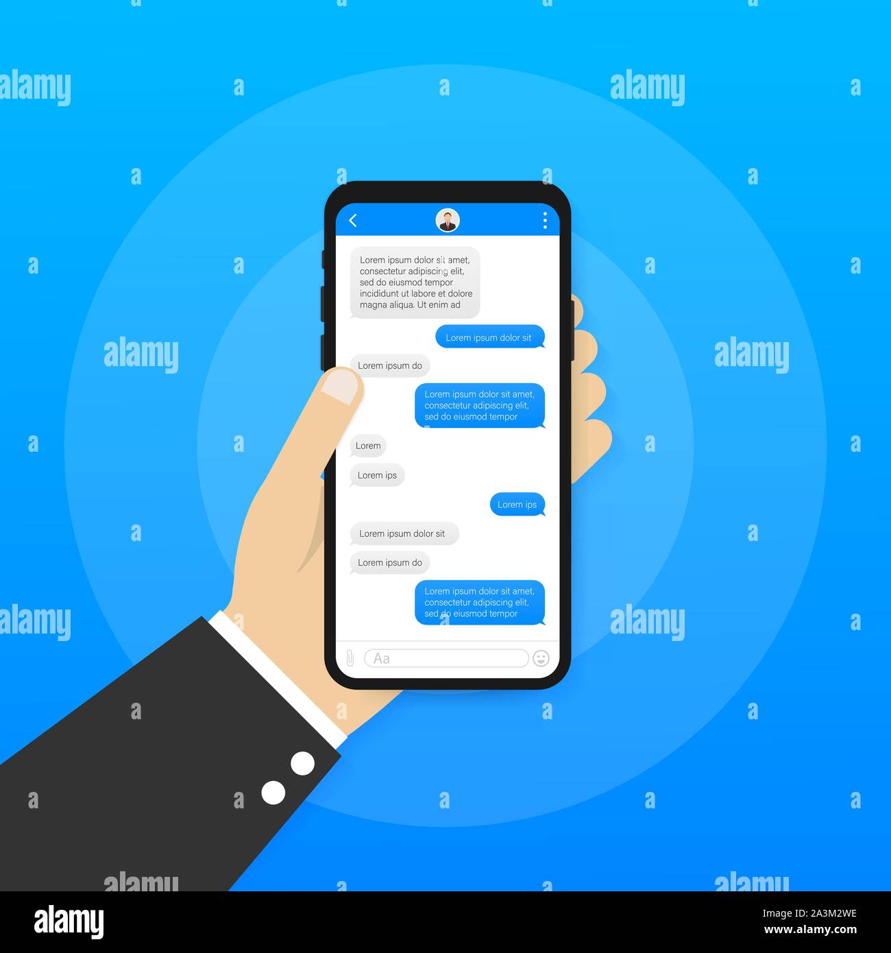 Chat Interface Application with Dialogue window. Clean Mobile UI Design Concept. Sms Messenger ...